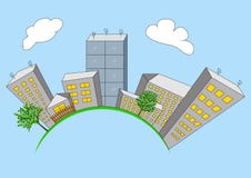 Global Village Cartoon With A Group Of Youngsters Playing With T ...