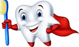Dental Tooth Super Hero Mascot Cartoon Character With Toothbrush Stock ...