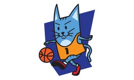 A Cat With A Ball For Basketball Stock Illustration - Illustration of ...