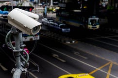 Traffic Security Camera Surveillance CCTV On The Road In The Big City ...