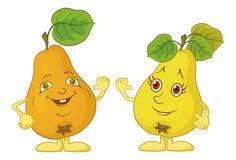 Two Friend Pears Together With Cartoon Faces Stock Illustration ...