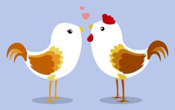 Cartoon Drawing Of Two Chicken In Love Stock Illustration - Image: 10765774