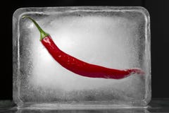 Ice cube and chili peppers stock photo. Image of white - 28050622