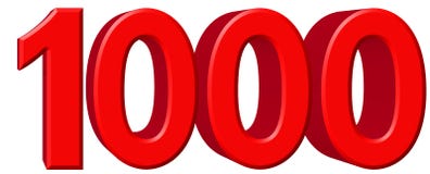 Cijfer 1000, Duizend, Geïsoleerd Op Witte Achtergrond, 3d Ren Stock ...