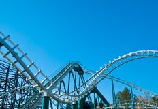Curved Section Of Roller Coaster Tracks. Stock Image - Image: 27404125