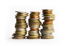 Coin Bag & Stacks Of Gold & Silver Chocolate Coins Royalty Free Stock ...