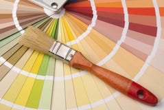 Roller Brush And Color Guide Palette In Rainbow Colors. Stock ...