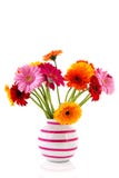 Colorful Bouquet Gerber Flowers In Vase Stock Image - Image of mixed ...
