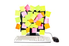 Monitor with post-it notes stock photo. Image of billboard - 43427876
