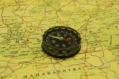 Travel Destination India, Map With Compass Stock Image - Image of ...