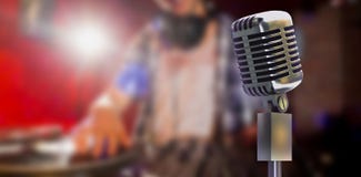 Retro Microphone & DJ Headphones Stock Photo - Image of cable, disco ...