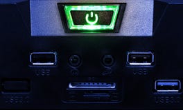 Blue Power Button On Front Panel Of Computer Stock Illustration ...