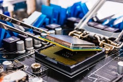 Computer Repair, Installation Motherboard Stock Photo - Image of ...