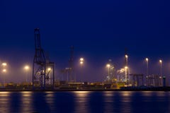 Container Port At Night Stock Image - Image: 2927251