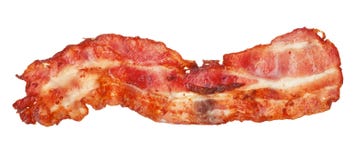 Cooked Bacon Rashers Close-up Isolated On A White Background. Stock ...