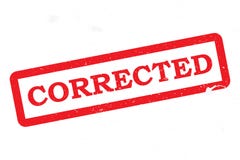 Corrected red stamp text stock vector. Illustration of right - 43173402