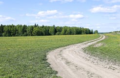 Open Field And Country Road Stock Image - Image: 2557399