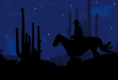 Cowboy at night stock vector. Illustration of cowboy - 18720851
