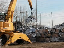 Scrap Yard Crane With Magnet Stock Photo - Image of industry, equipment ...