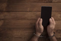 Cyber Crime Hacker Using Mobile Phone Stock Image - Image of concept ...