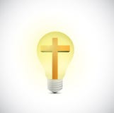 Cross Light Bulb Christian Spiritual Stock Image - Image of golden ...