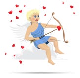 Cupid Sitting On The Cloud With Bow And Arrow Stock Illustration ...