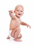 Adorable Child In Studio Crouching Stock Image - Image: 22814155