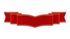 3D Illustration Of Shiny Red Ribbon With Gold Strips Stock Illustration ...