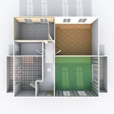 3D empty house floor plan stock vector. Illustration of grass - 22444885