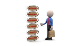 3d Man With Business Improvement Plan Stock Illustration - Illustration ...