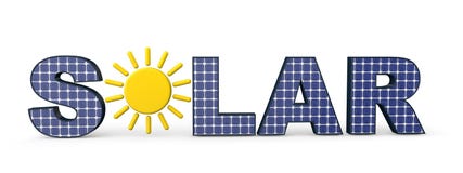3d Word Solar With Photovoltaic Cells Stock Illustration - Illustration ...