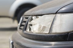 Broken Headlamp On A Black Car Stock Photos - Image: 38099173