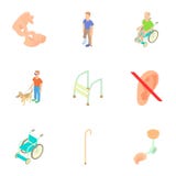 Disabled icons set, cartoon style Royalty Free Stock Images