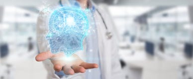 Doctor Creating Artificial Intelligence Interface 3D Rendering Stock ...