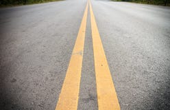 Double Yellow Lines In City Street Stock Image - Image of asphalt ...