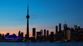 Toronto lights at dusk stock photo. Image of silhouette - 6311238