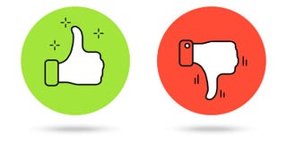 Vector Groene Duim Op Pictogram En Rode Duim Neer Met Schaduw Vector ...