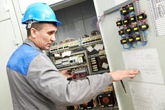 Electrician Checking Cabling Power Line Stock Image - Image of cable ...