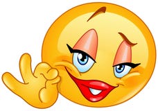 Emoticon Sonriente Con La Muestra Aceptable Ilustración del Vector ...