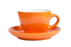 Cup Of Coffee With Orange Background Front View Stock Photo - Image ...