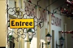 Entree Word Neon Red Letters On A White Wall Stock Photo - Image of ...