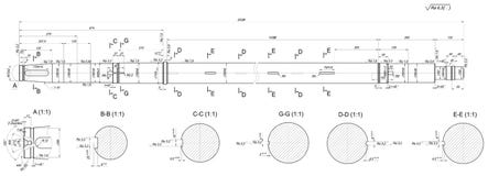 Expanded Shaft Sketch. Engineering Drawing Stock Vector - Image: 53265628