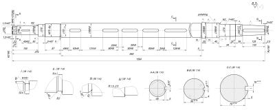 Expanded Shaft Sketch With Threads Stock Vector - Illustration of shift ...