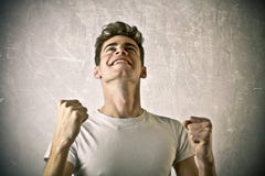 Man exulting stock photo. Image of triumph, tablet, touchscreen - 30758688