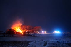 Farm House Burns Down By Fire Stock Photo - Image of damage, loss: 63407676