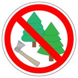 Sign Danger Tree Felling On Tree In Forest Stock Image - Image of ...
