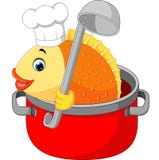 Funny cartoon cook fish stock illustration. Illustration of head - 27048180