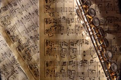 Old flute and music score stock image. Image of monochromes - 12386931