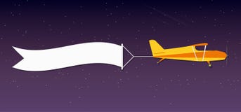 Flying Vintage Plane With The Advertising Banner Stock Vector ...