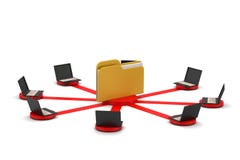 Folder Connected To Computer Network Stock Illustration - Illustration ...